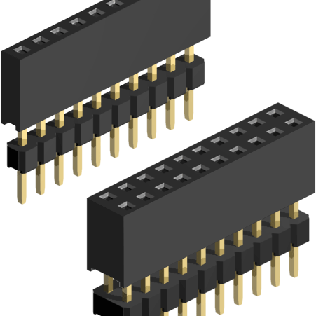 E-Tec - 2.00mm Pitch, 2 Row, Vertical, Through Hole, Socket, PCB, 18 ...