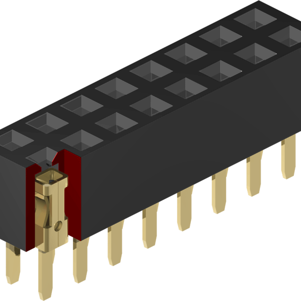 E-Tec - 2.54mm Pitch, 2 Row, Vertical, Through Hole, Socket, PCB, 7.1mm ...